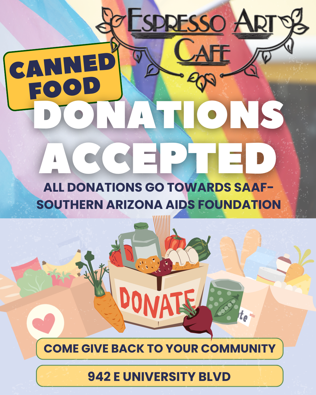 Canned Food Drive for SAAF at Espresso Art Cafe – LGBTQ Community ...